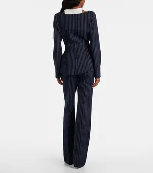 MUGLER Striped Long-sleeve Casual Jacket