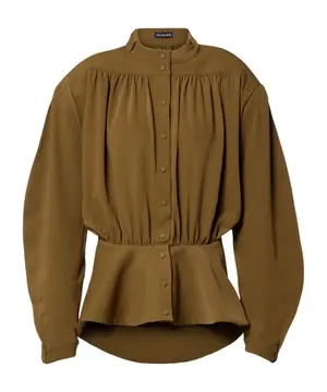 MUGLER Crepe Chevron Shirt - Brown