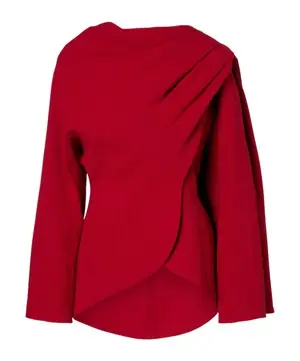 MUGLER Cape Detail Casual Jacket - Red
