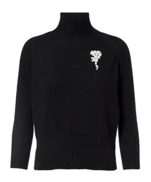 Simone Rocha Embellished Cashmere Turtleneck Sweater - Black