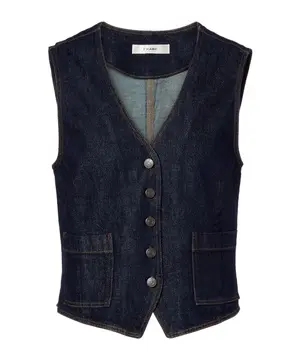 FRAME V-neck Denim Vest - Black