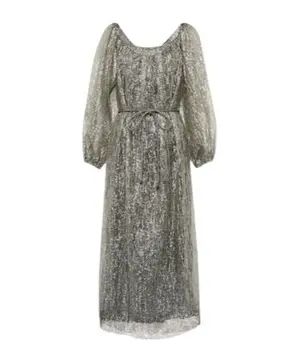 Tory Burch Lamé Midi Dress - Gray