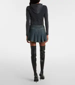 Balenciaga Pleated Denim Miniskirt