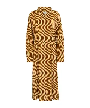 Dries Van Noten Long Sleeve Dress - Brown