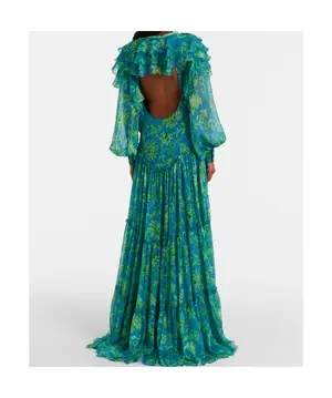 Etro Floral Ruffled Tiered Silk Chiffon Maxi Dress