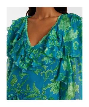 Etro Floral Ruffled Tiered Silk Chiffon Maxi Dress