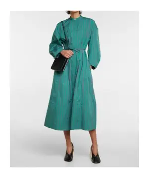 JIL SANDER Striped Cotton Midi Shirt Dress