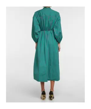 JIL SANDER Striped Cotton Midi Shirt Dress