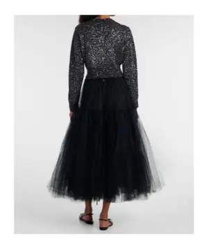 Erdem Belted Tulle Midi Skirt