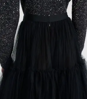 Erdem Belted Tulle Midi Skirt