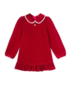 Dolce & Gabbana Lace-trimmed Cotton Velvet Dress