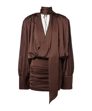 ROTATE BY BIRGER CHRISTENSEN Ruched Crepe De Chine Minidress
