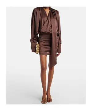 ROTATE BY BIRGER CHRISTENSEN Ruched Crepe De Chine Minidress