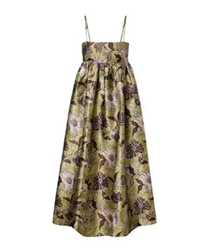 ALEMAIS Citron Floral Midi Dress - Brown