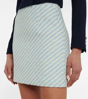 Alessandra Rich Striped Tweed Miniskirt