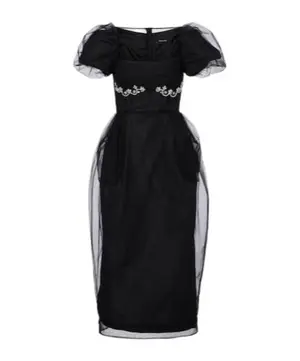 Simone Rocha Embroidered Tulle Midi Dress - Black