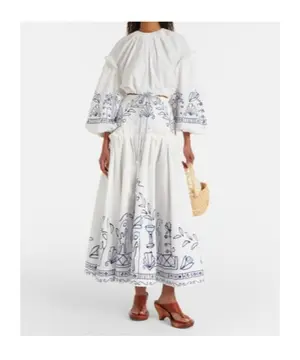 ALEMAIS X Lrnce Leela Printed Cotton Maxi Skirt