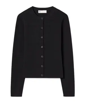 Tory Burch Pointelle Viscose Cardigan - Black