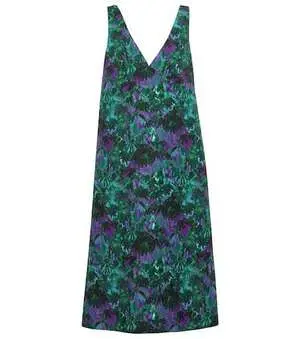 Plan C Floral Twill Midi Dress - Blue