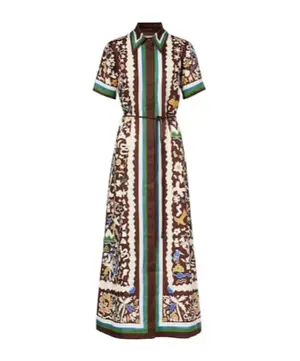 ALEMAIS Maroc Printed Linen Shirt Dress - Multicolor