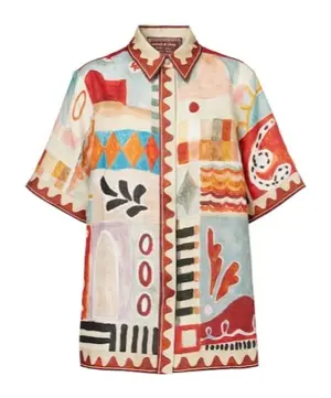 ALEMAIS Alemais X LRNCE Michelle Printed Linen Shirt
