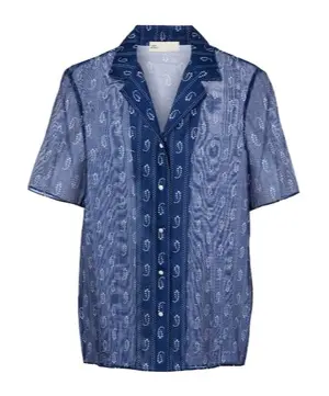 Tory Burch Printed Cotton And Silk Shirt