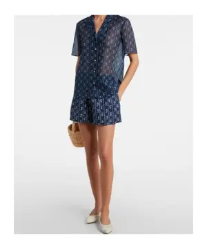 Tory Burch Printed Cotton And Silk Shirt