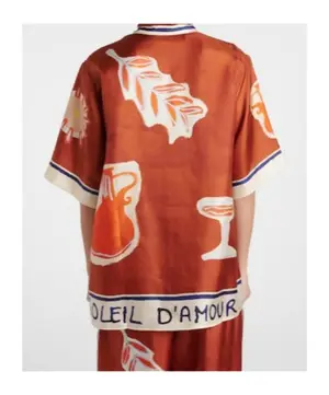 ALEMAIS X Lrnce Soleil D'amour Printed Silk Shirt - Brown