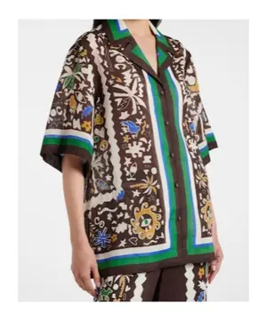ALEMAIS Maroc Printed Oversized Ramie Shirt - Multicolor