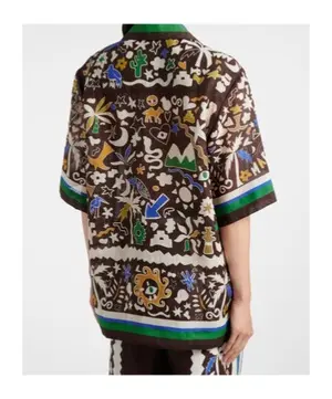 ALEMAIS Maroc Printed Oversized Ramie Shirt - Multicolor