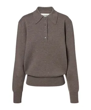 RÓHE Long Sleeve Knitted Polo Shirt - Grey