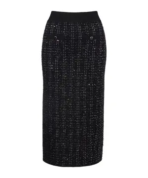 Veronica Beard Corbin Tweed Midi Skirt - Black