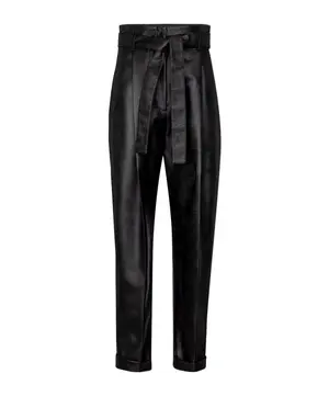 Philosophy Di Lorenzo Serafini High-rise Belted Faux Leather Tapered Pants - Black