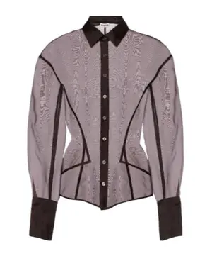 Staud Aida Sheer Silk Organza Shirt - Gray