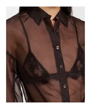Staud Aida Sheer Silk Organza Shirt