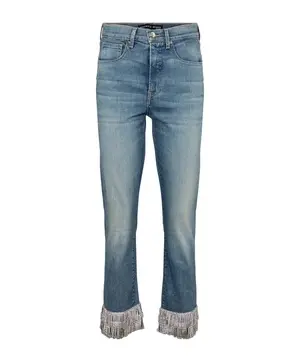 Veronica Beard Faded Ruffle Denim Pants