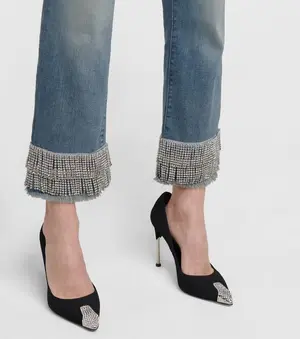 Veronica Beard Faded Ruffle Denim Pants