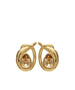Oscar De La Renta Looped Crystal-embellished Earrings - Yellow