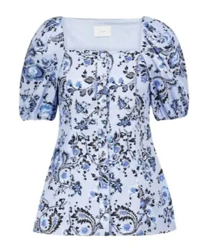 Erdem Inez Floral Cotton Poplin Top