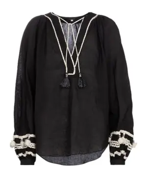 Johanna Ortiz Cursos Del Rio Linen And Cotton Blouse - Black