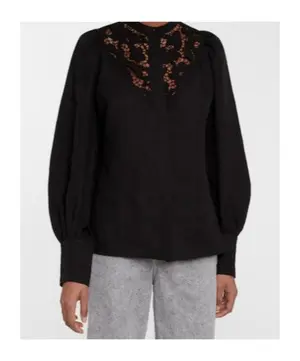 Isabel Marant Étoile Etima Lace-trimmed Linen-blend Blouse