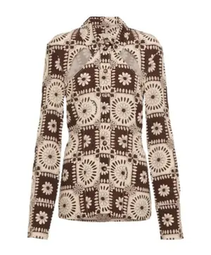 Nanushka Huyen Printed Cutout Shirt - Nude