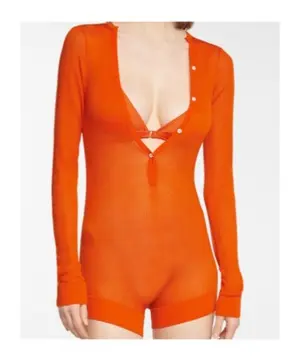 Dodo Bar Or Ribbed-knit Plunge Playsuit