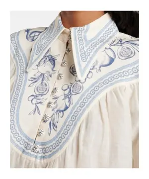 ALEMAIS Villa Romantica Printed Ramie Blouse