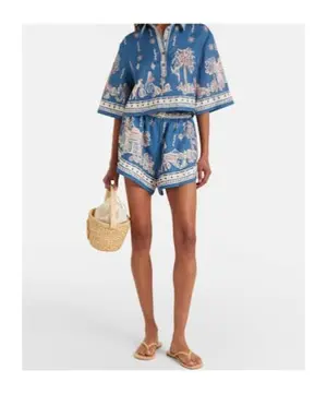 ALEMAIS Acacia Printed Cropped Linen Shirt