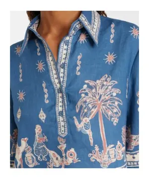 ALEMAIS Acacia Printed Cropped Linen Shirt