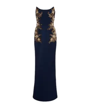Rebecca Vallance Orla Embellished Crepe Bustier Gown - Black