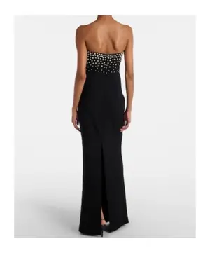 Rebecca Vallance Lynette Embellished Crepe Bustier Gown
