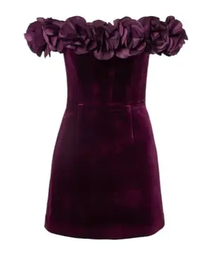 Rebecca Vallance Floral-applique Velvet Minidress - Black