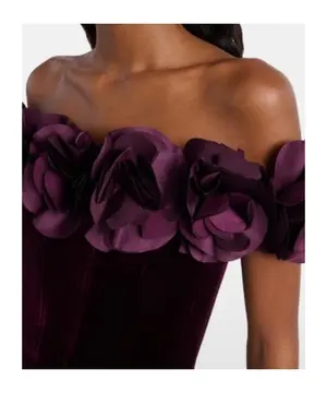 Rebecca Vallance Velvet Floral Appliqué Off-the-shoulder Mini Dress
